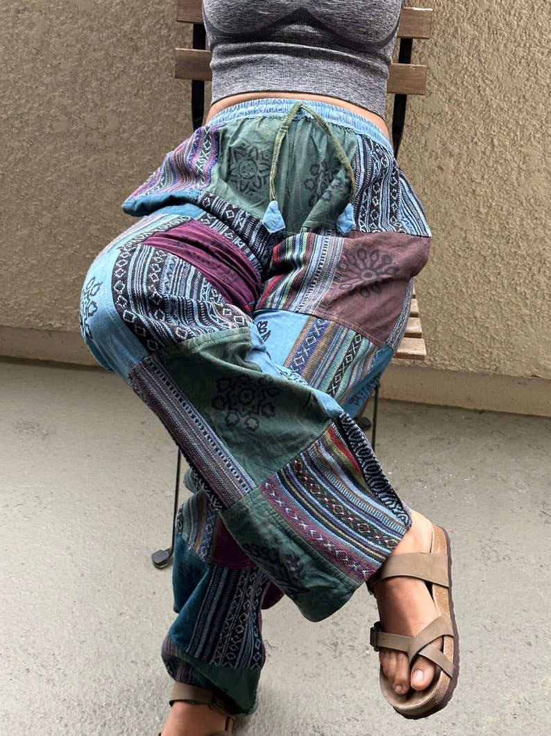 Himalayan Patchwork Hippie Pants With Pockets and Elastic - Etsy