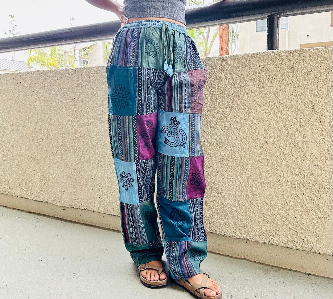 Himalayan Patchwork Hippie Pants With Pockets and Elastic - Etsy