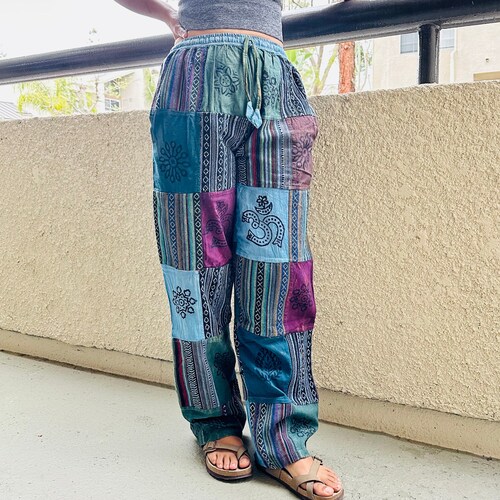 Himalayan Patchwork Hippie Pants With Pockets and Elastic - Etsy