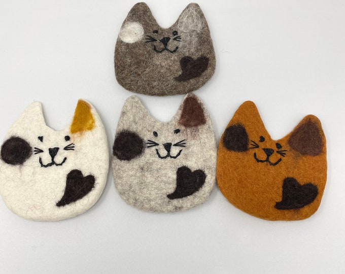 Felt Multi-colored Handmade Drink Coasters Cat With Whiskers - Etsy