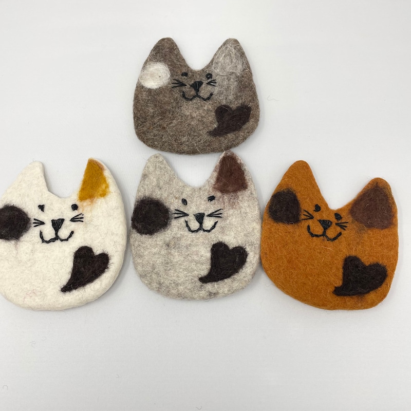 Felted Cat Coasters Black - Etsy