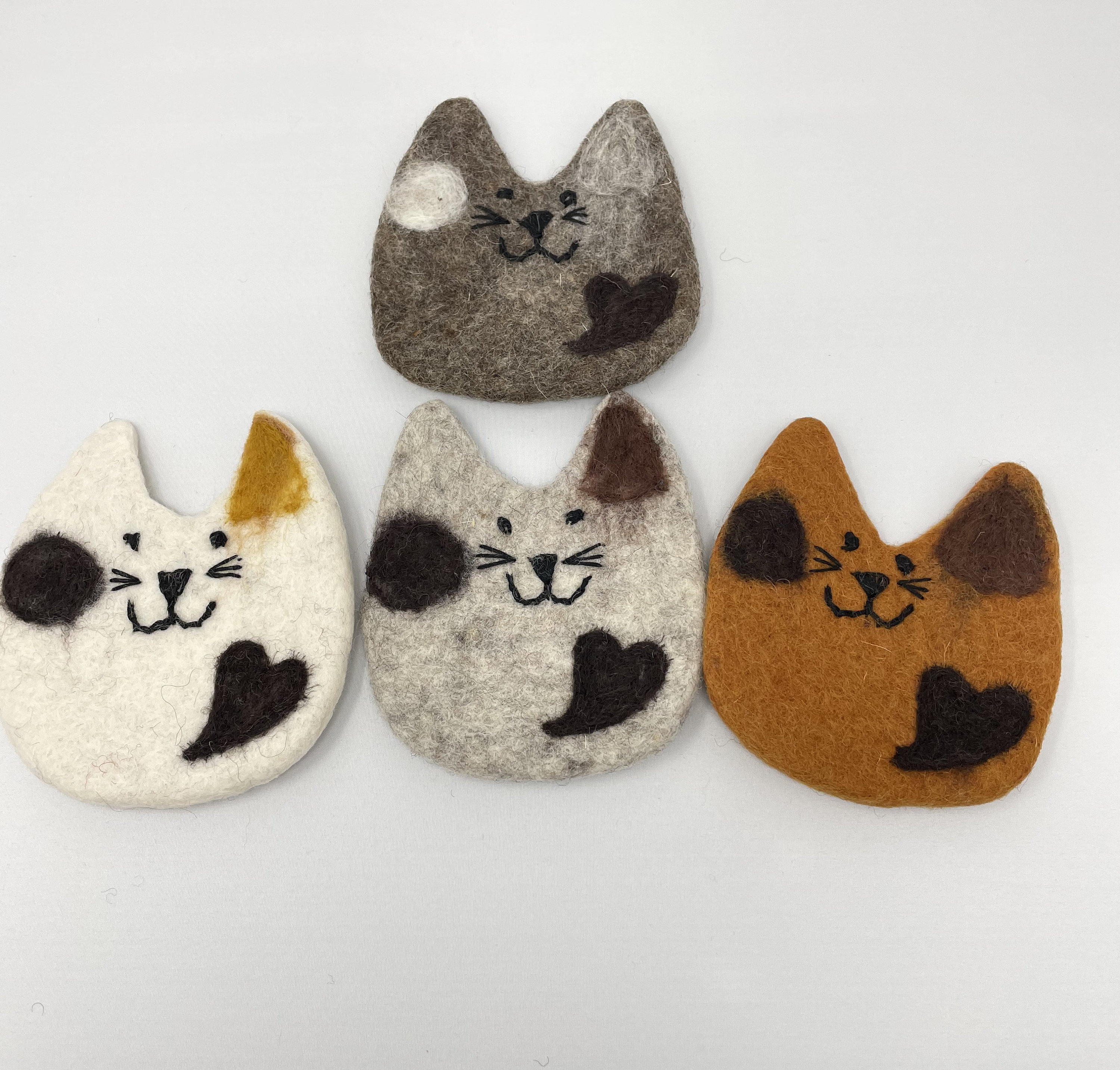 Felt Multi-colored Handmade Drink Coasters - Cat With Whiskers - Etsy