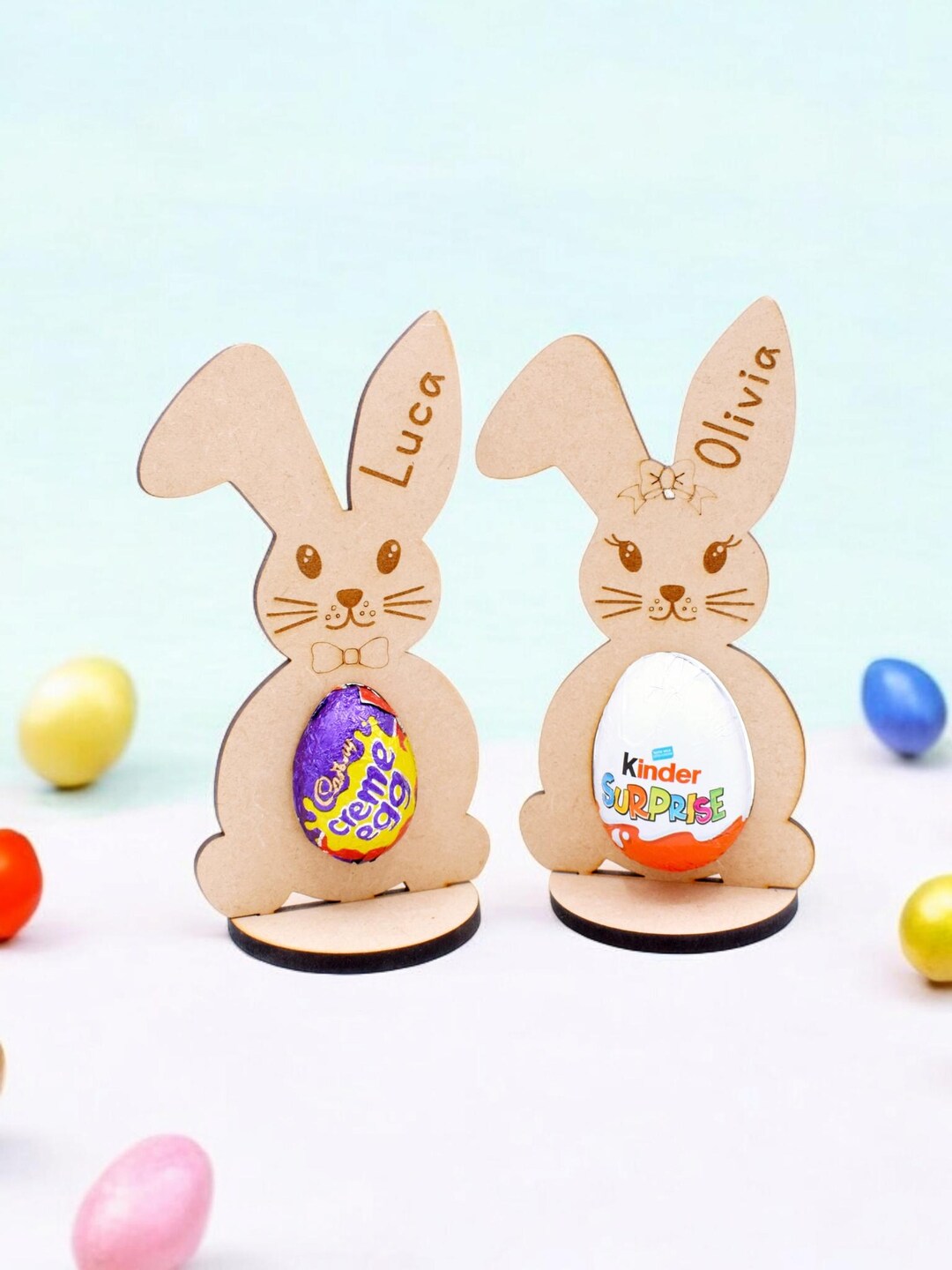 Personalised Easter Bunny Egg Holder | Laser Engraved MDF Gift, Custom ...