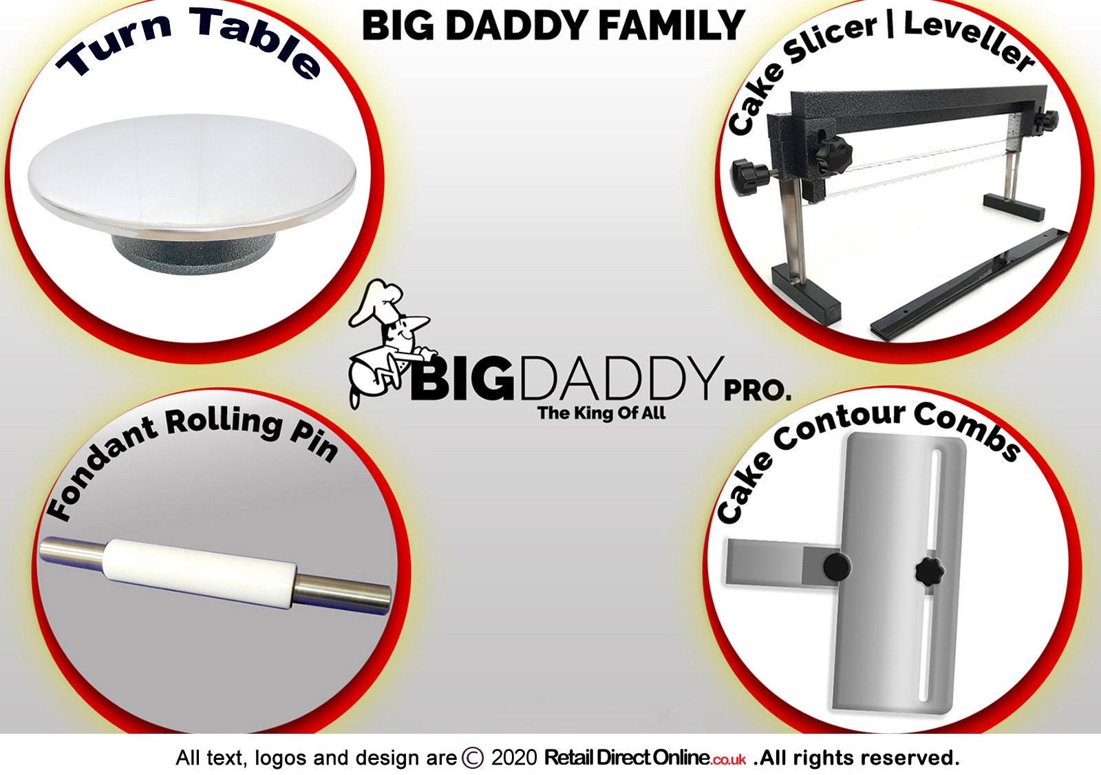 Big Daddy Pro Cake Slicer Leveller Rolling Pin Adjustable Comb ...