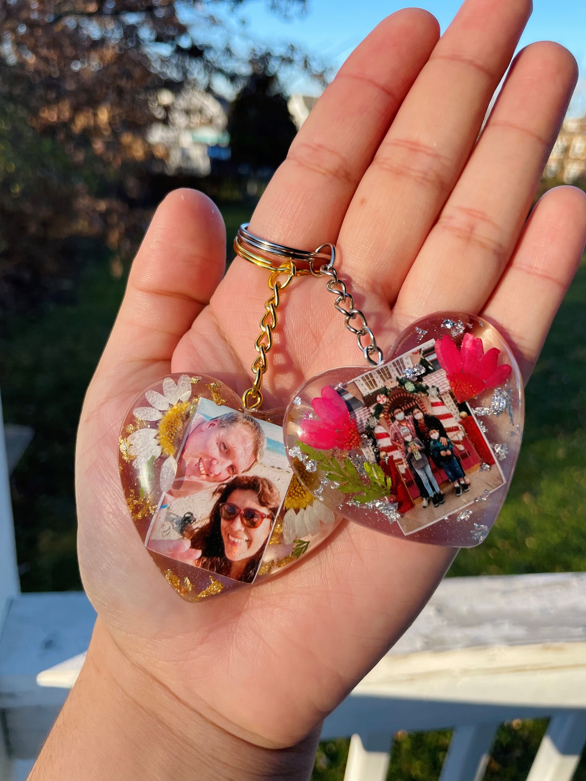 Heart Photo Keychain Custom Photo Keychain Resin Photo - Etsy