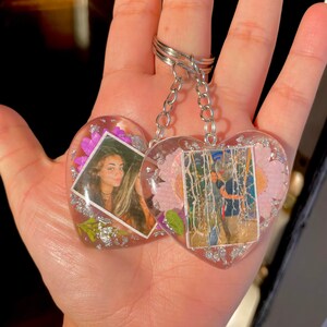 Heart Photo Keychain, Custom Photo Keychain, Resin Photo Keychain With ...