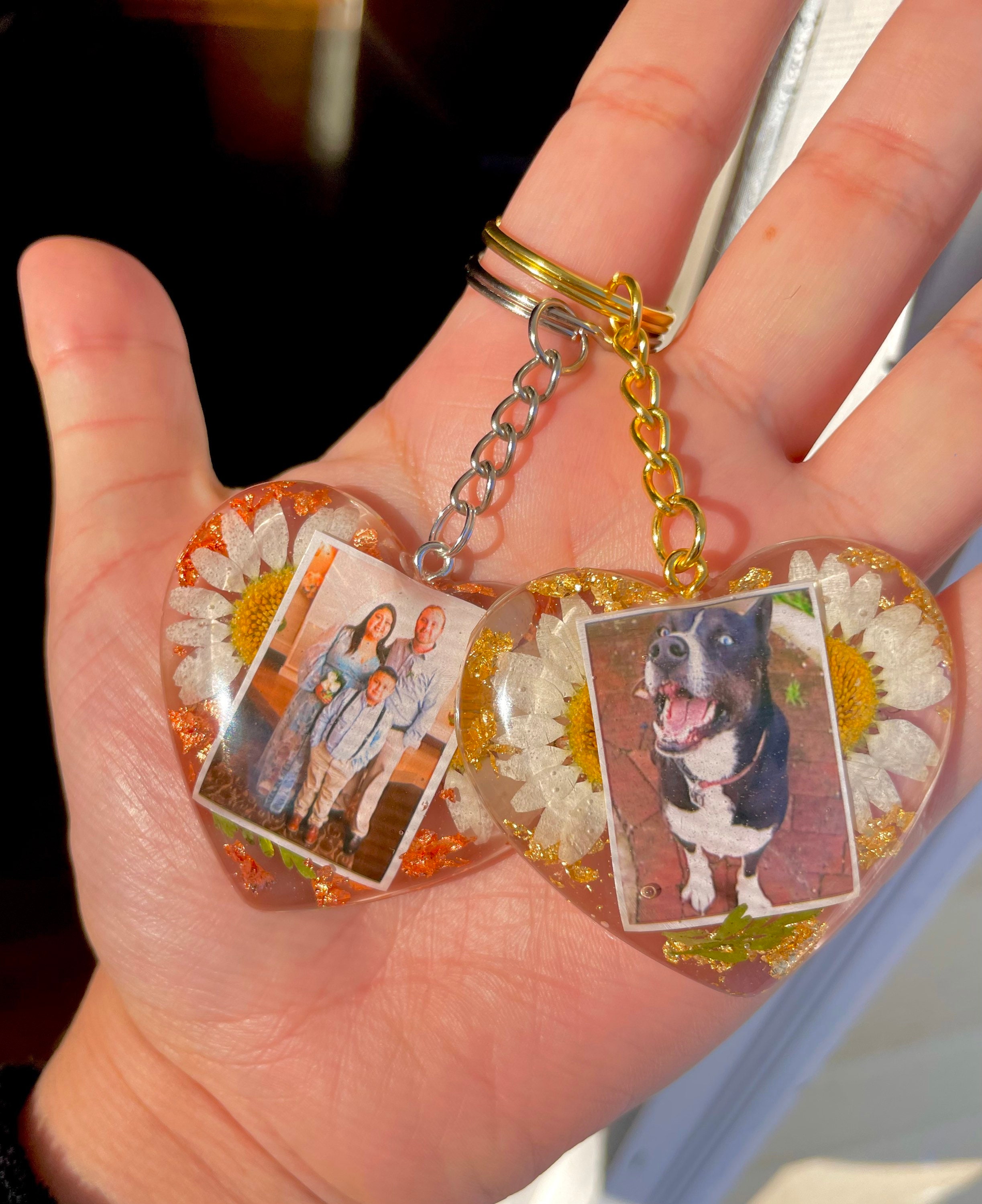 Heart Photo Keychain Custom Photo Keychain Resin Photo - Etsy