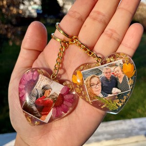 Heart Photo Keychain, Custom Photo Keychain, Resin Photo Keychain With ...