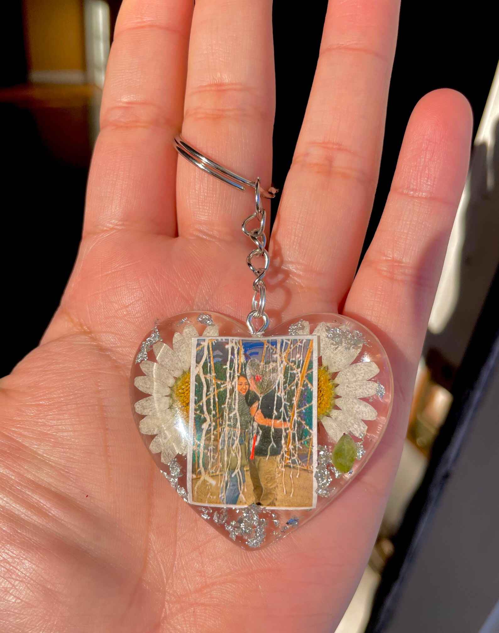 Heart Photo Keychain Custom Photo Keychain Resin Photo - Etsy