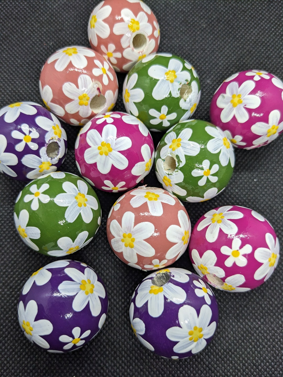 Painted Wooden Beads - Etsy