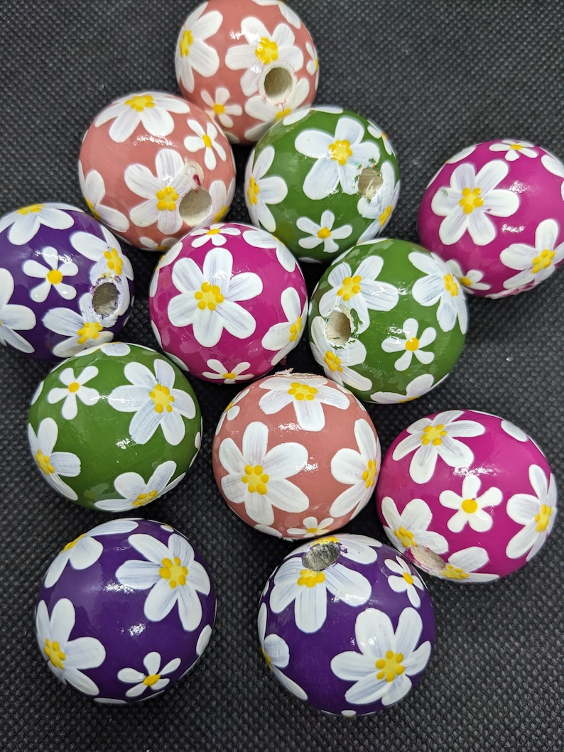 Painted Wooden Beads - Etsy