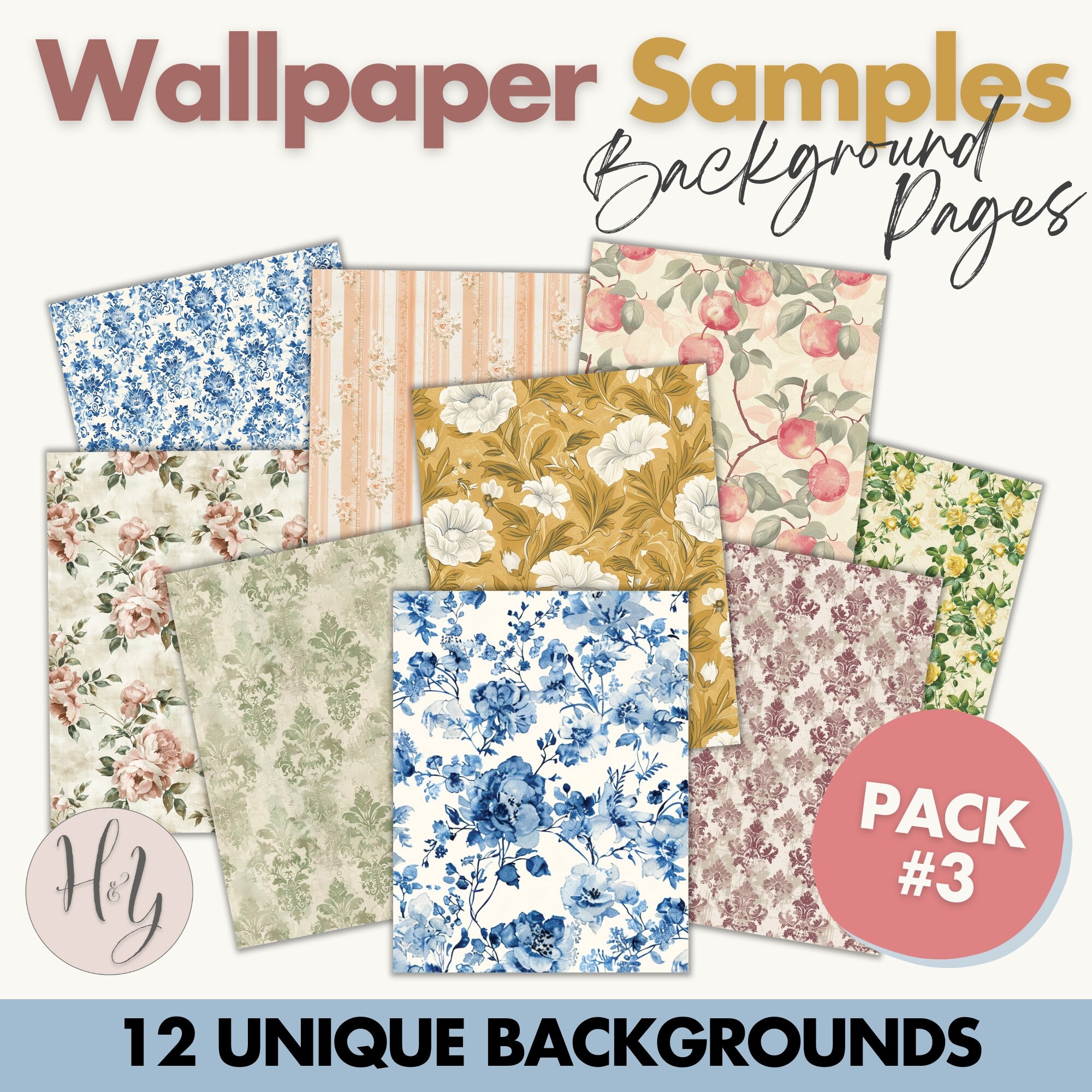 Vintage Wallpaper Inspired Paper Pack for Junk Journal Pages ...