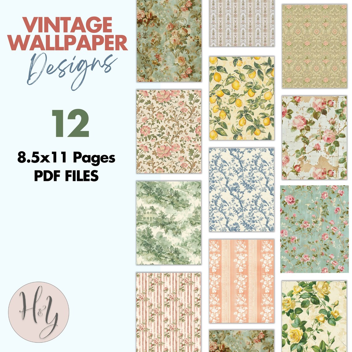 Wallpaper Samples Inspired Paper Pack, Digital Download Paper for ...