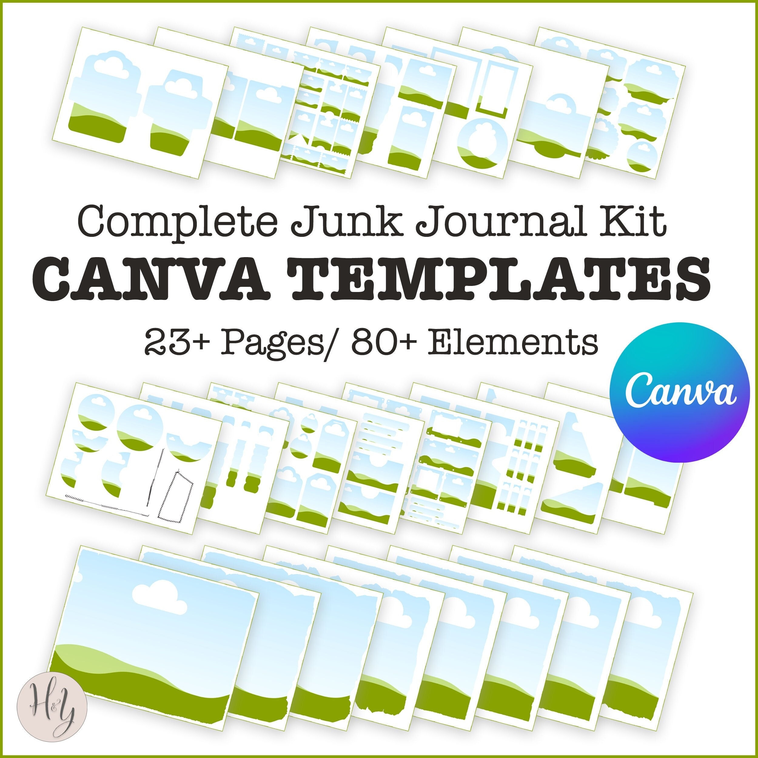 Canva Template for Creating Complete Junk Journal Kits, Canva Frames ...