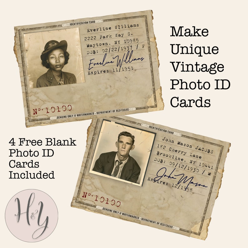 Vintage Photo ID Photos, Old Yearbook Photographs for Paper Crafting ...