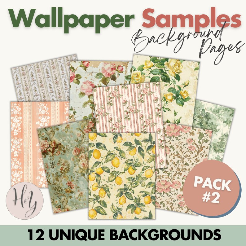 Wallpaper Samples Inspired Paper Pack, Digital Download Paper for ...
