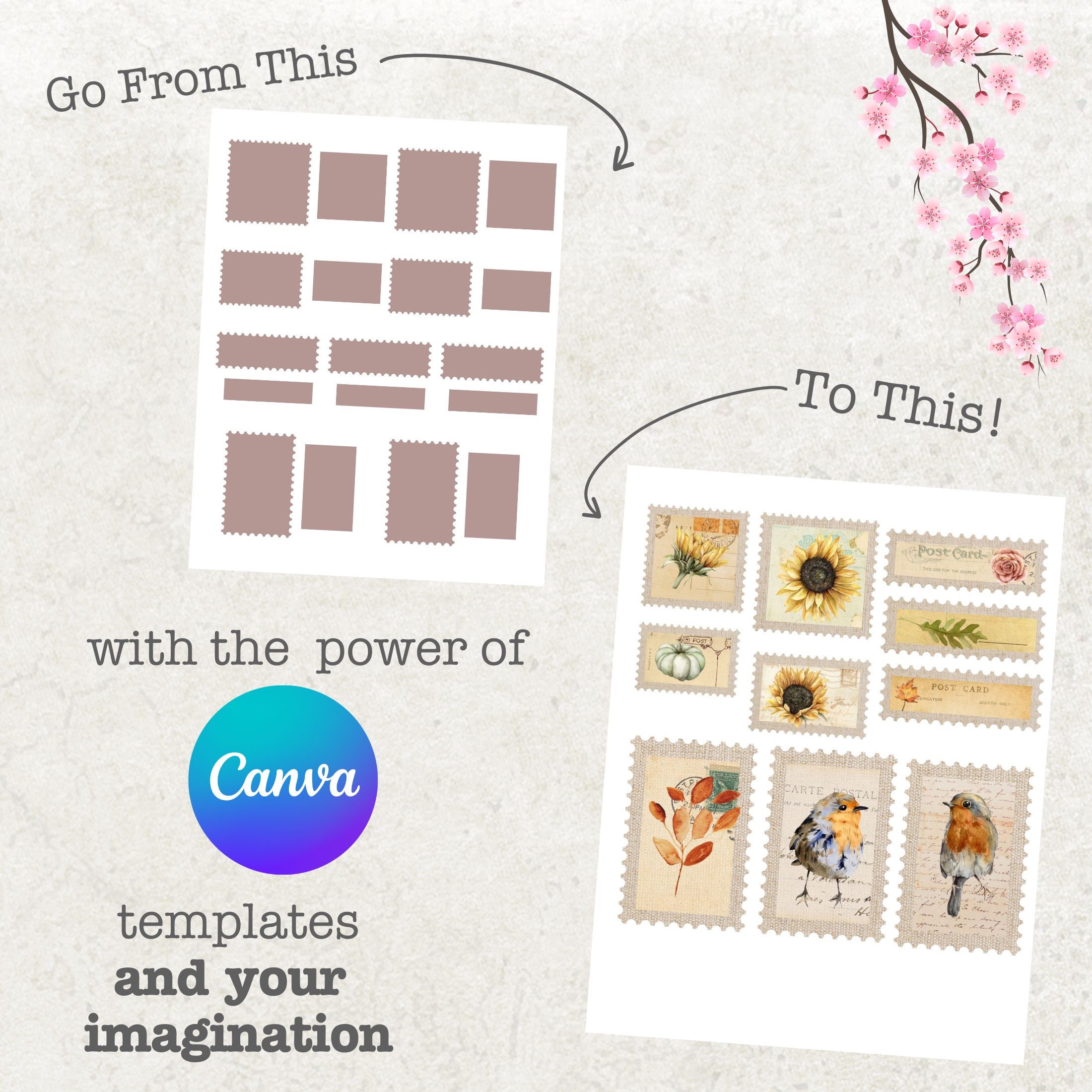 Canva Template Postage Stamps Junk Journal Template Create With Canva ...