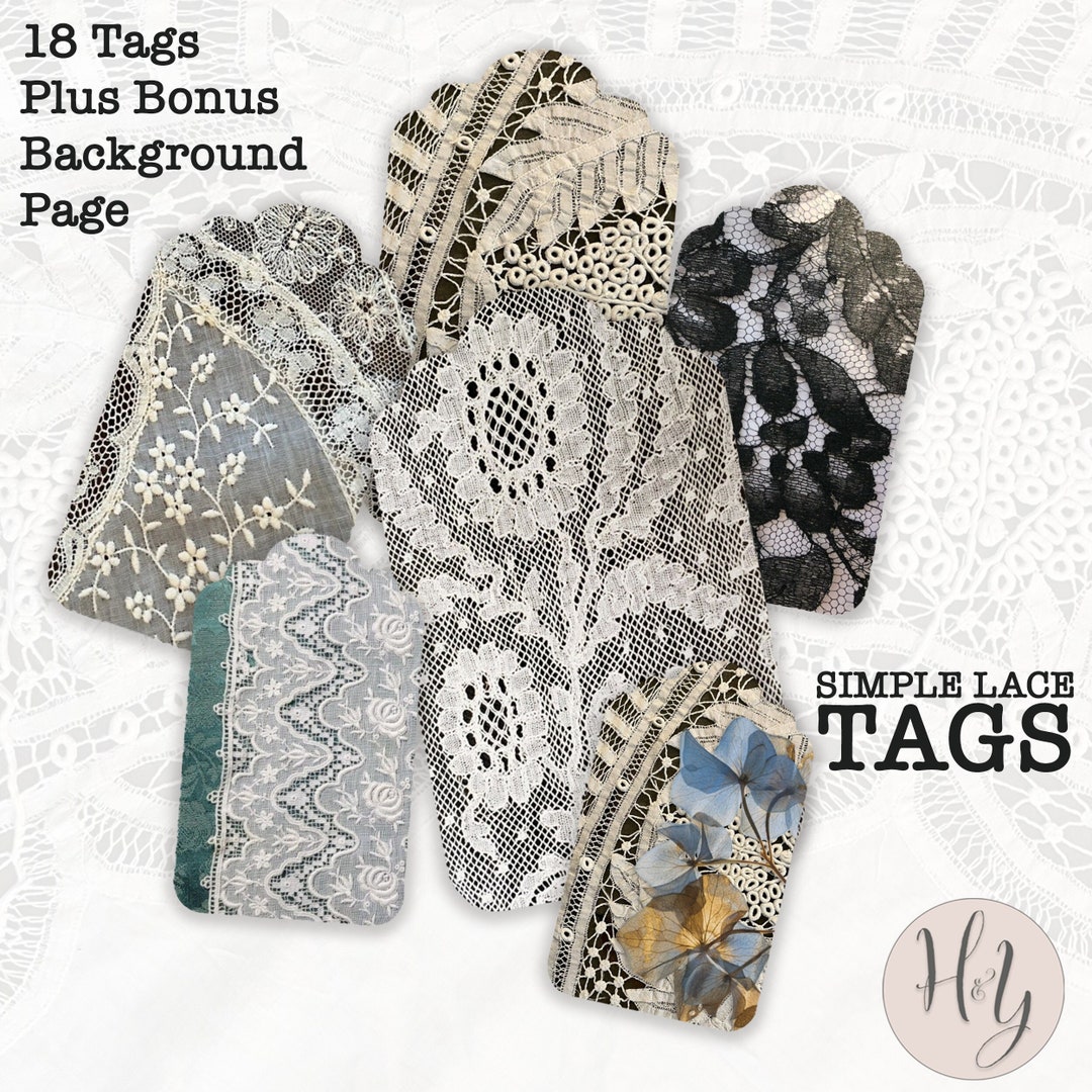 Lace Tags for Junk Journals or Gift Tags. Fussy Cut Ephemera Digital ...