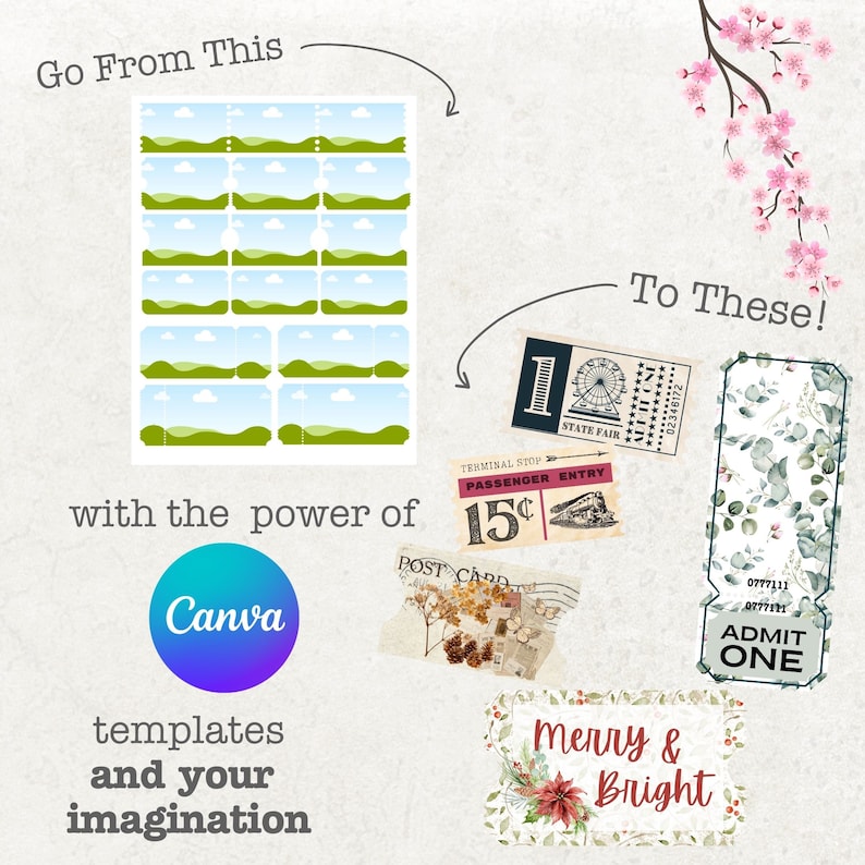 Canva Frames Template Tickets, Craft DIY, Canva Journal, Junk Journal ...