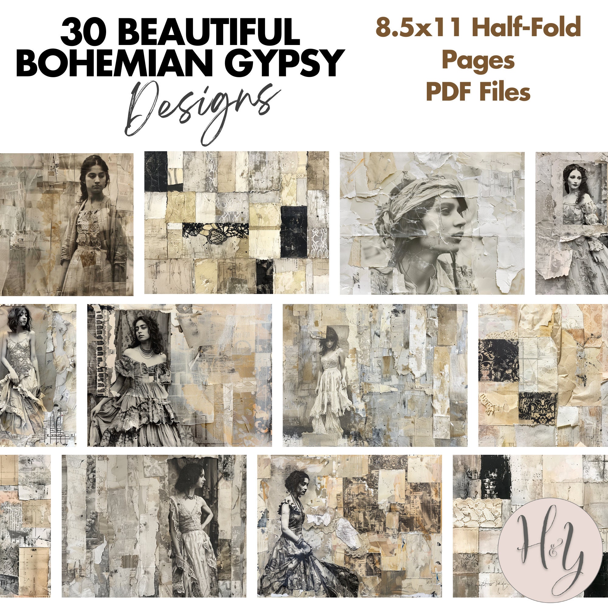 Gypsy Junk Journal Pages, Scrappy Collaged Pages With Vintage Gypsy ...