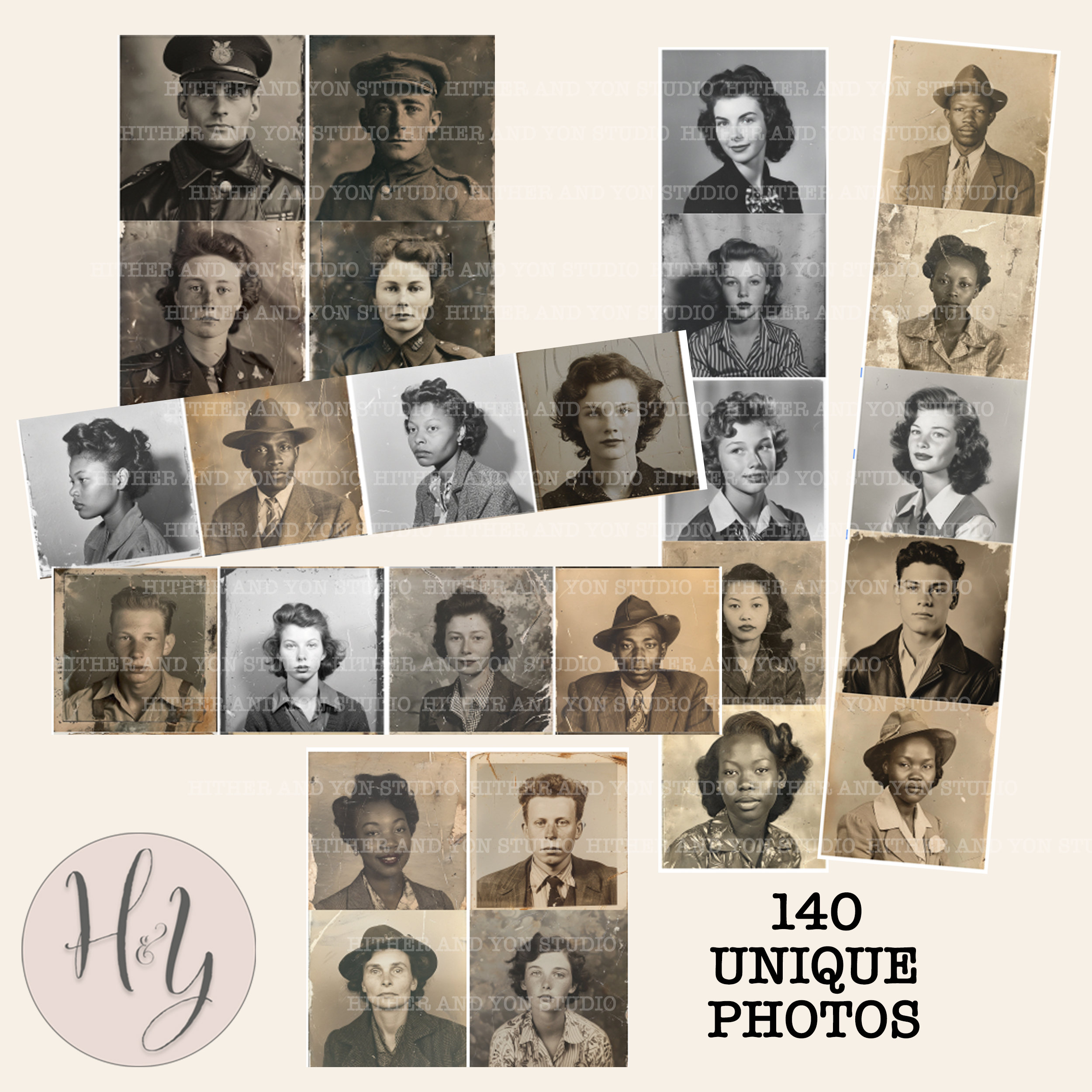 Vintage Photo ID Photos, Old Yearbook Photographs for Paper Crafting ...