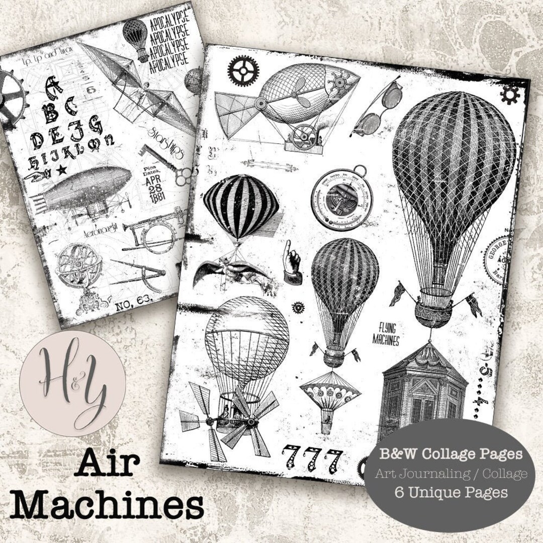 Steampunk Paper for Scrapbook or Collage, Steampunk Clipart Air ...