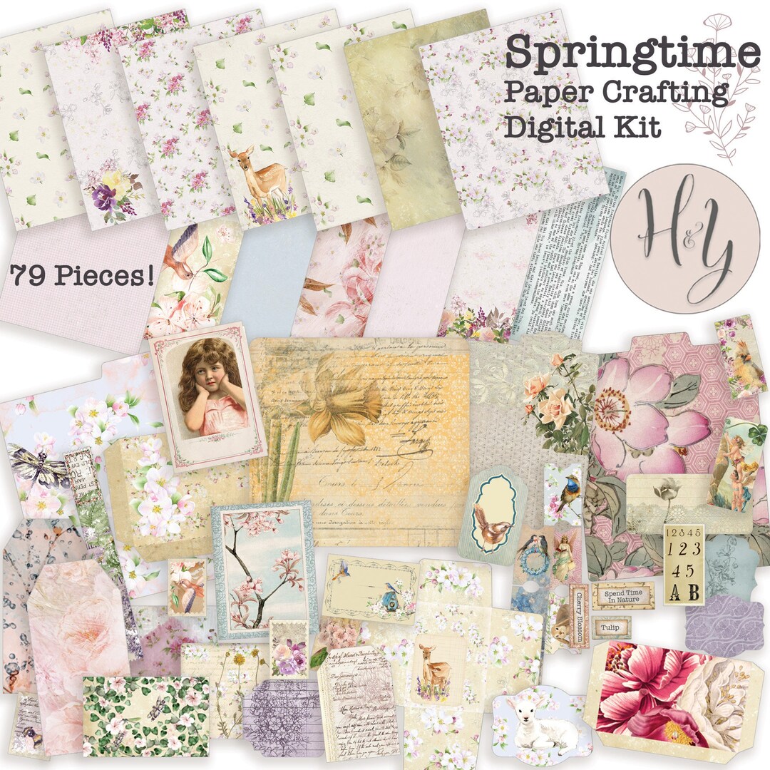 Pretty Junk Journal Kit. Digital Download Papers and Ephemera With ...