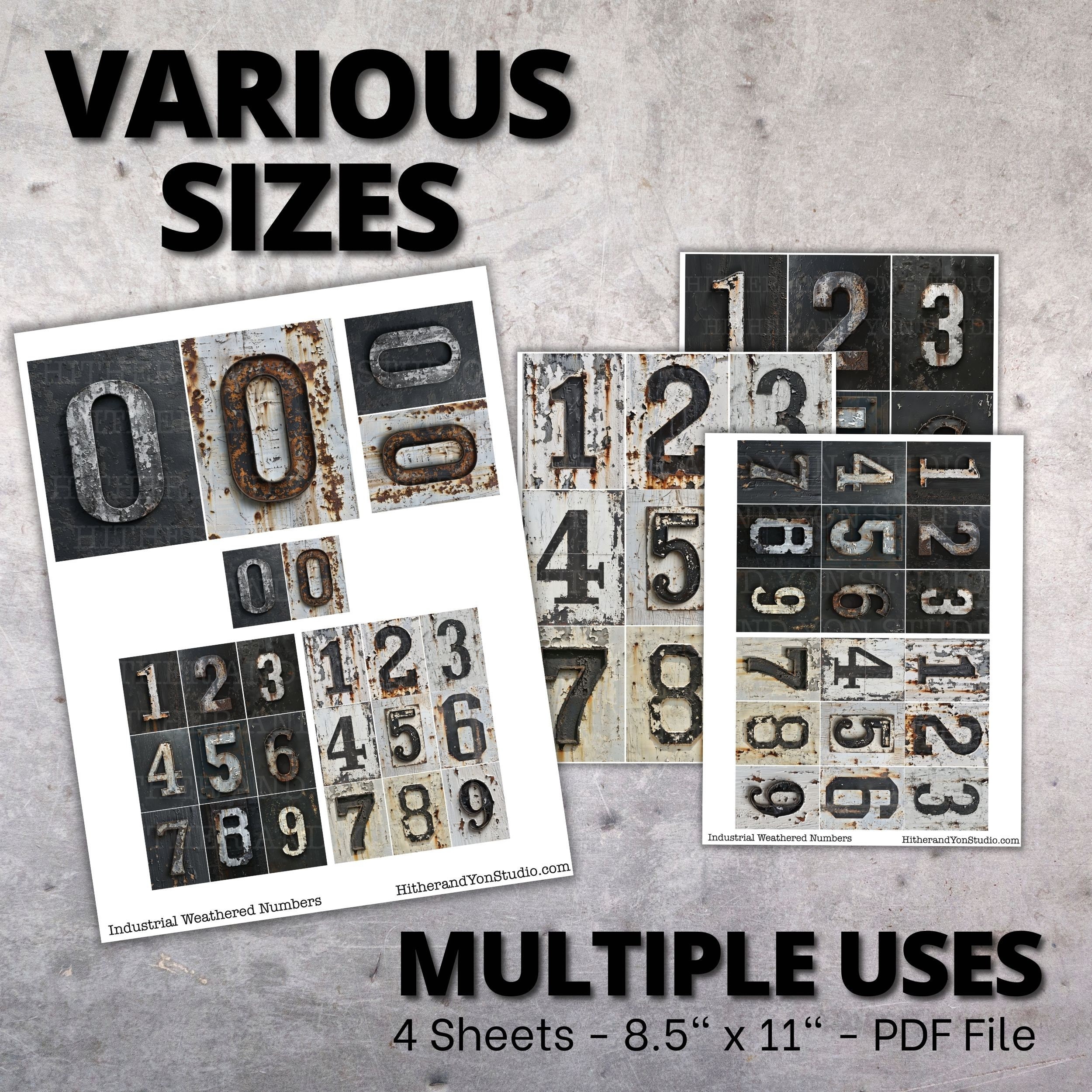 Industrial Numbers Digital Download. Lots of Grungy Numbers With a ...