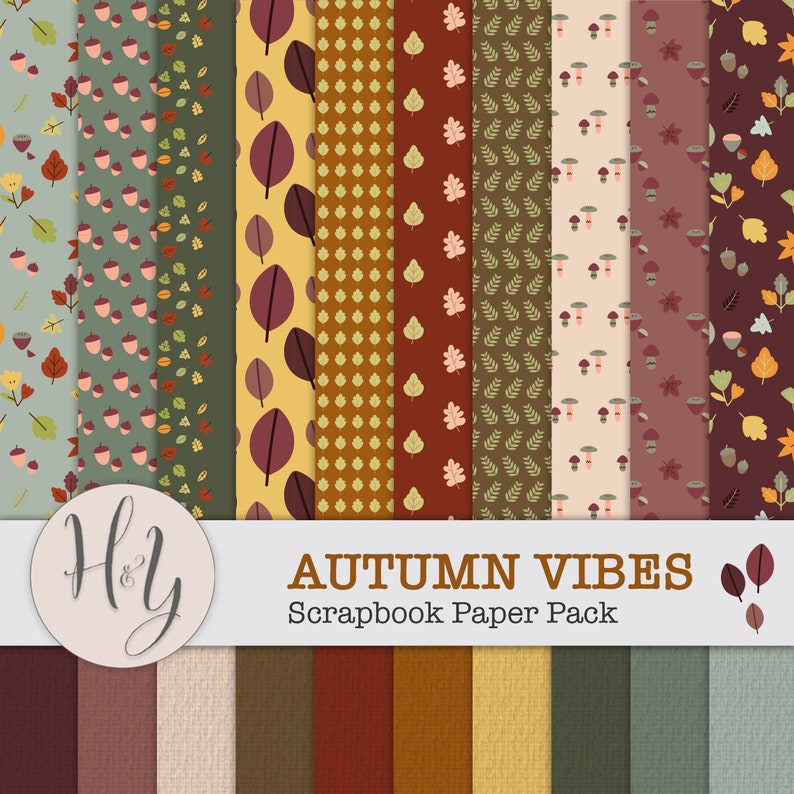 Paper Pack, Autumn Scrapbook, Collage Paper, Fall Paper Pack, Digital ...