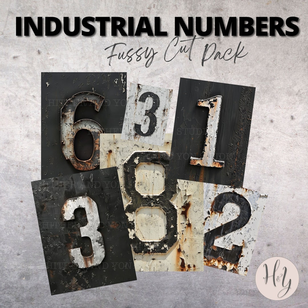 Industrial Numbers Digital Download. Lots of Grungy Numbers With a ...