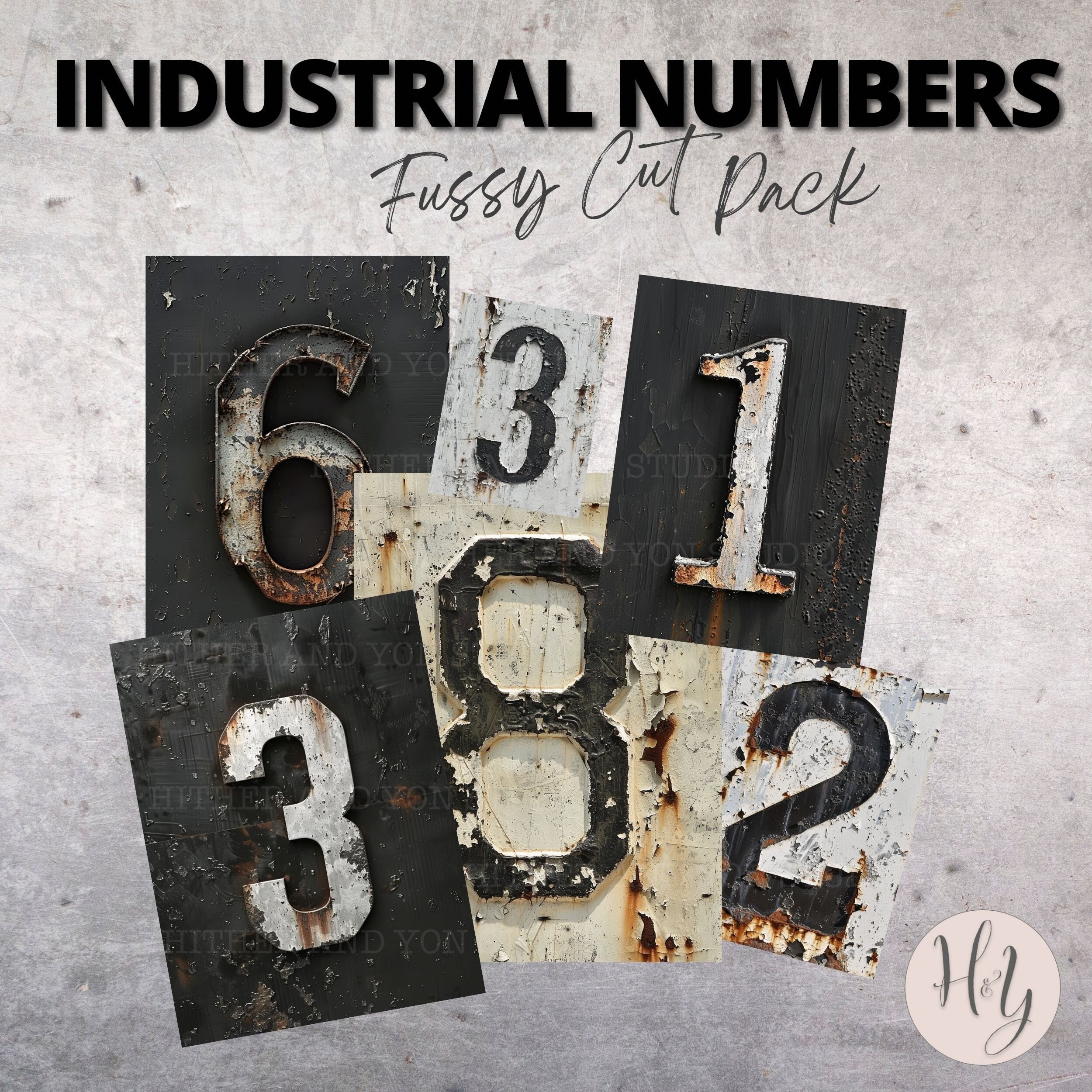 Industrial Numbers Digital Download. Lots of Grungy Numbers With a ...