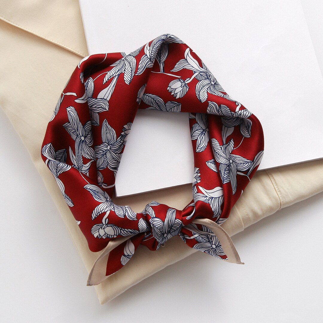 Red Silk Scarf Square for Women&men, Silk Bandana, Small Silk Scarf ...