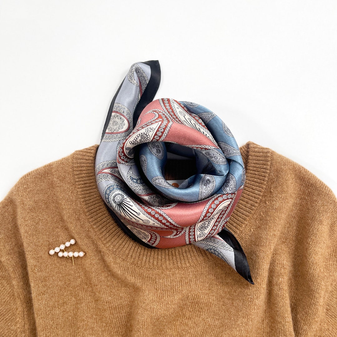 Paisley Small Silk Scarf Women&men, Silk Bandana Women, Silk ...