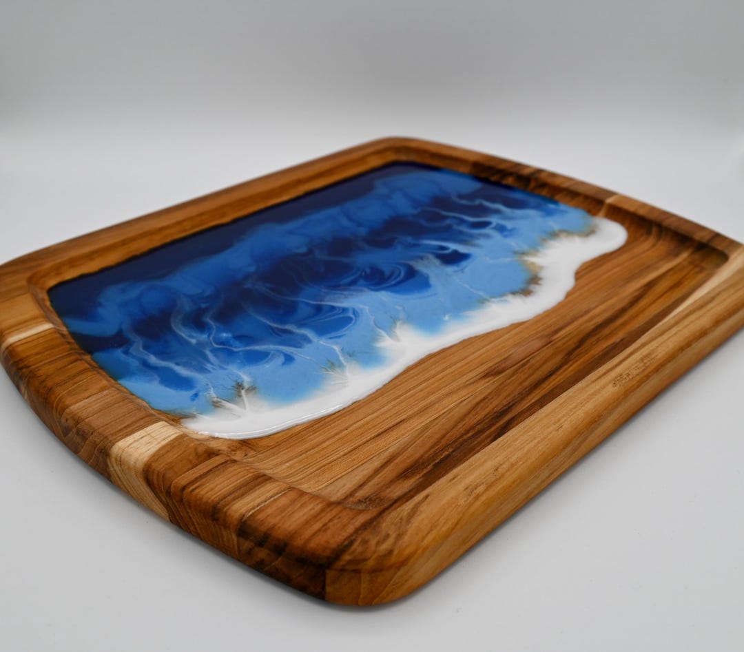 Resin Wave Tray - Teak Wood - Etsy