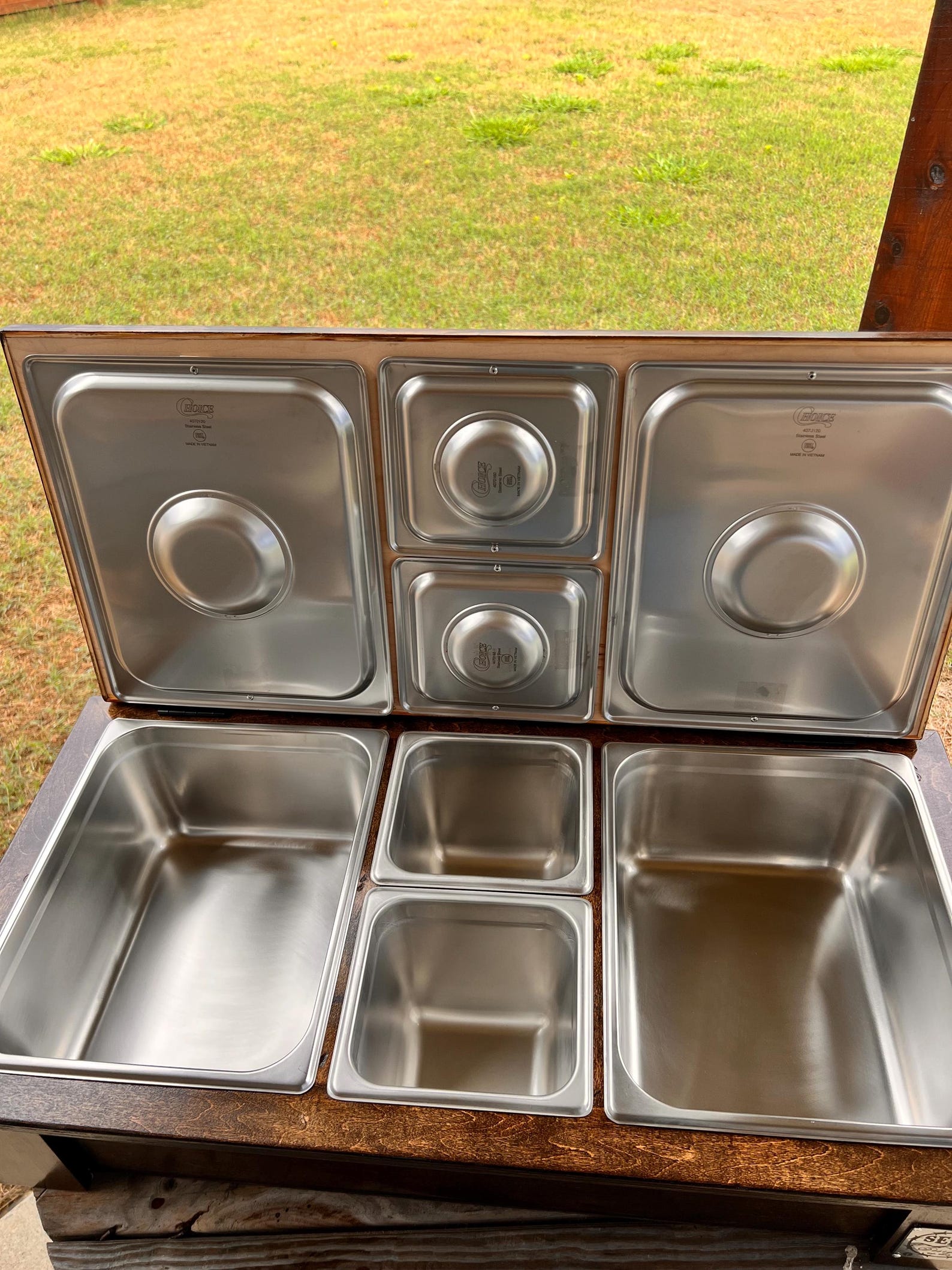 Rustic Wooden BBQ Serving Box – Handmade Food Warmer With Stainless ...