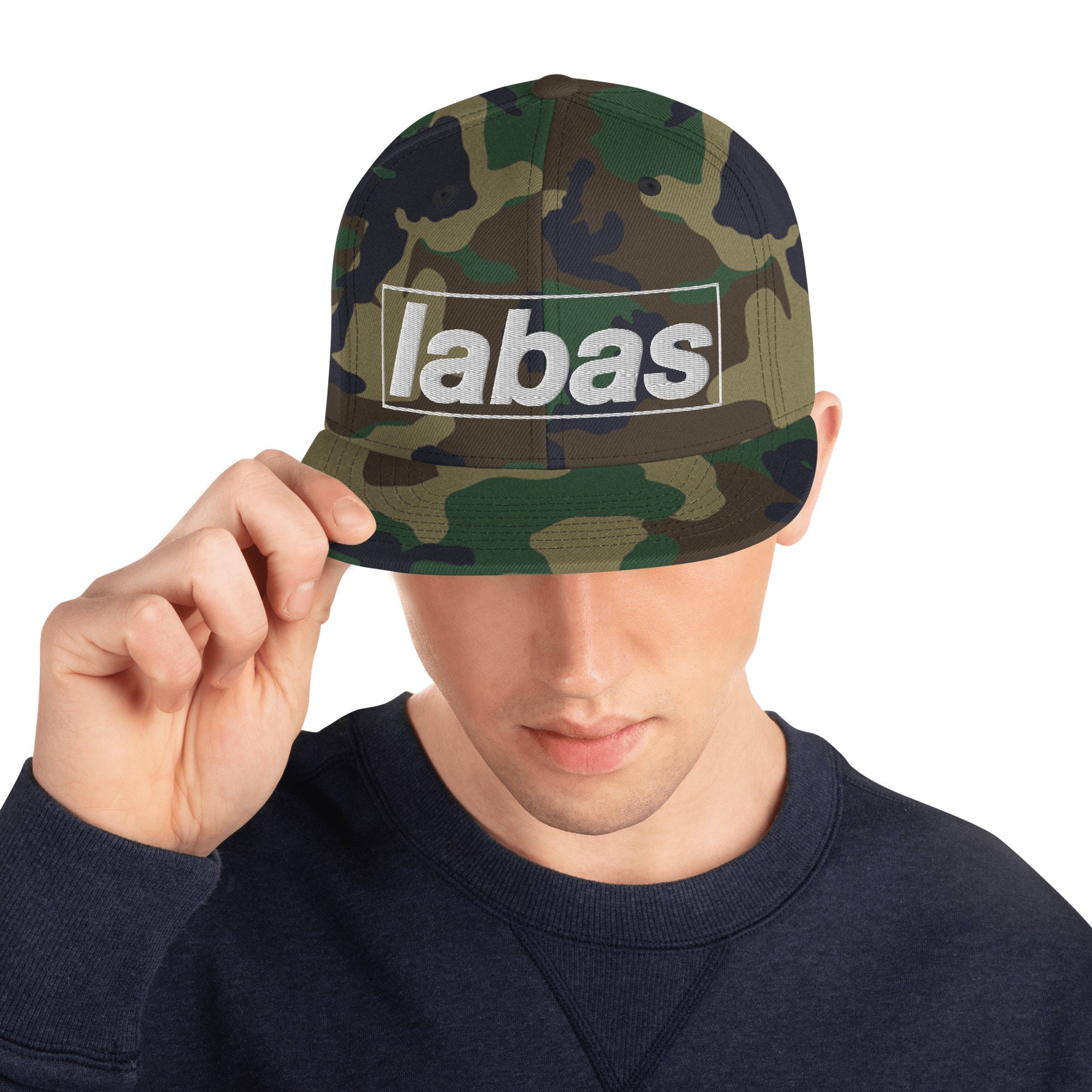 Puff Embroidered Labas Snapback Hat | Lithuanian Hello Hat | Father’s ...