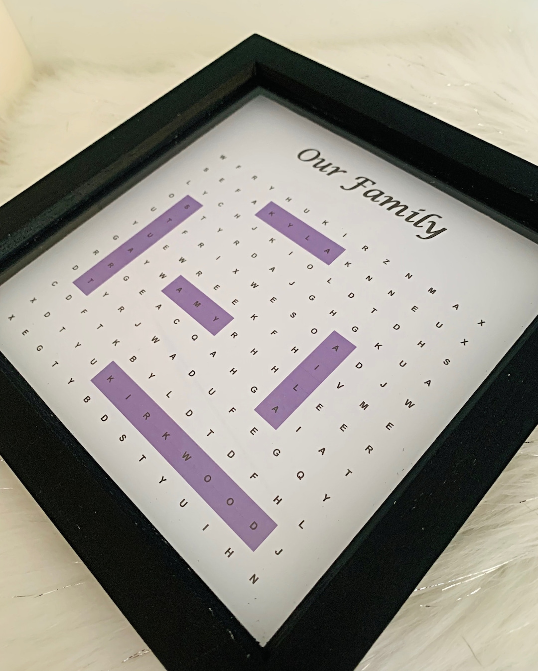 Personalised Family Frame, Word Art, Wordsearch Frame, Family Names ...