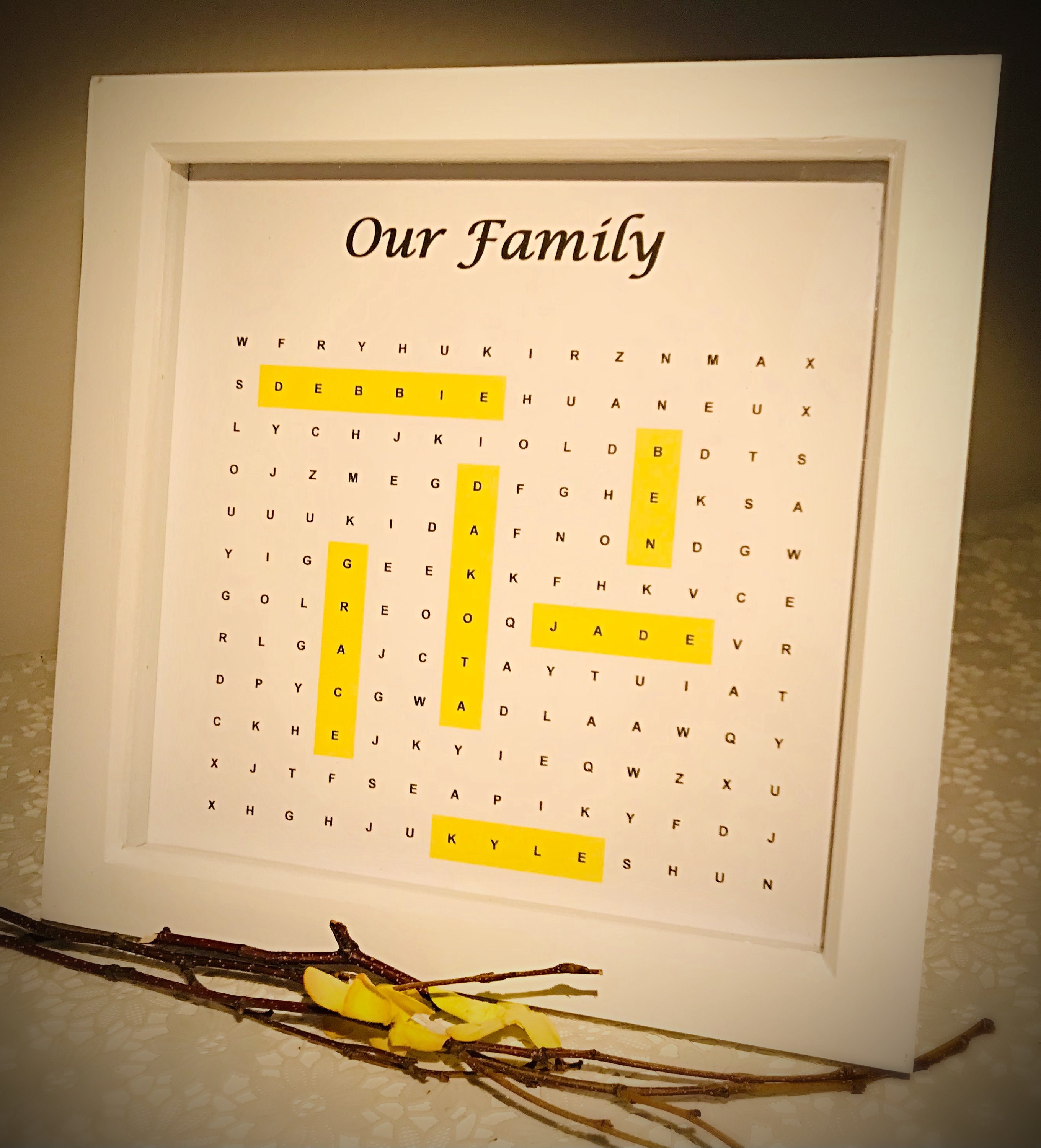 Personalised Family Frame Word Art Wordsearch Frame Quirky | Etsy