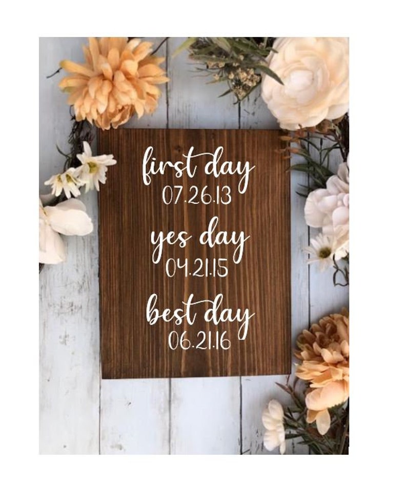 First Day Yes Day Best Day Wood Wedding Sign Custom Wood | Etsy