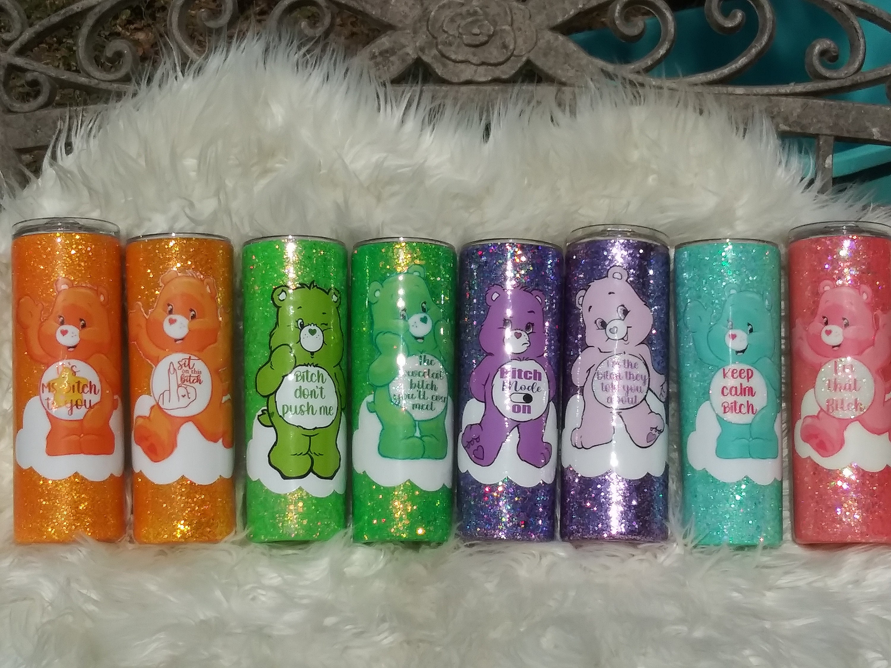 Very Bad Care Bears Glitter Tumbler - Etsy