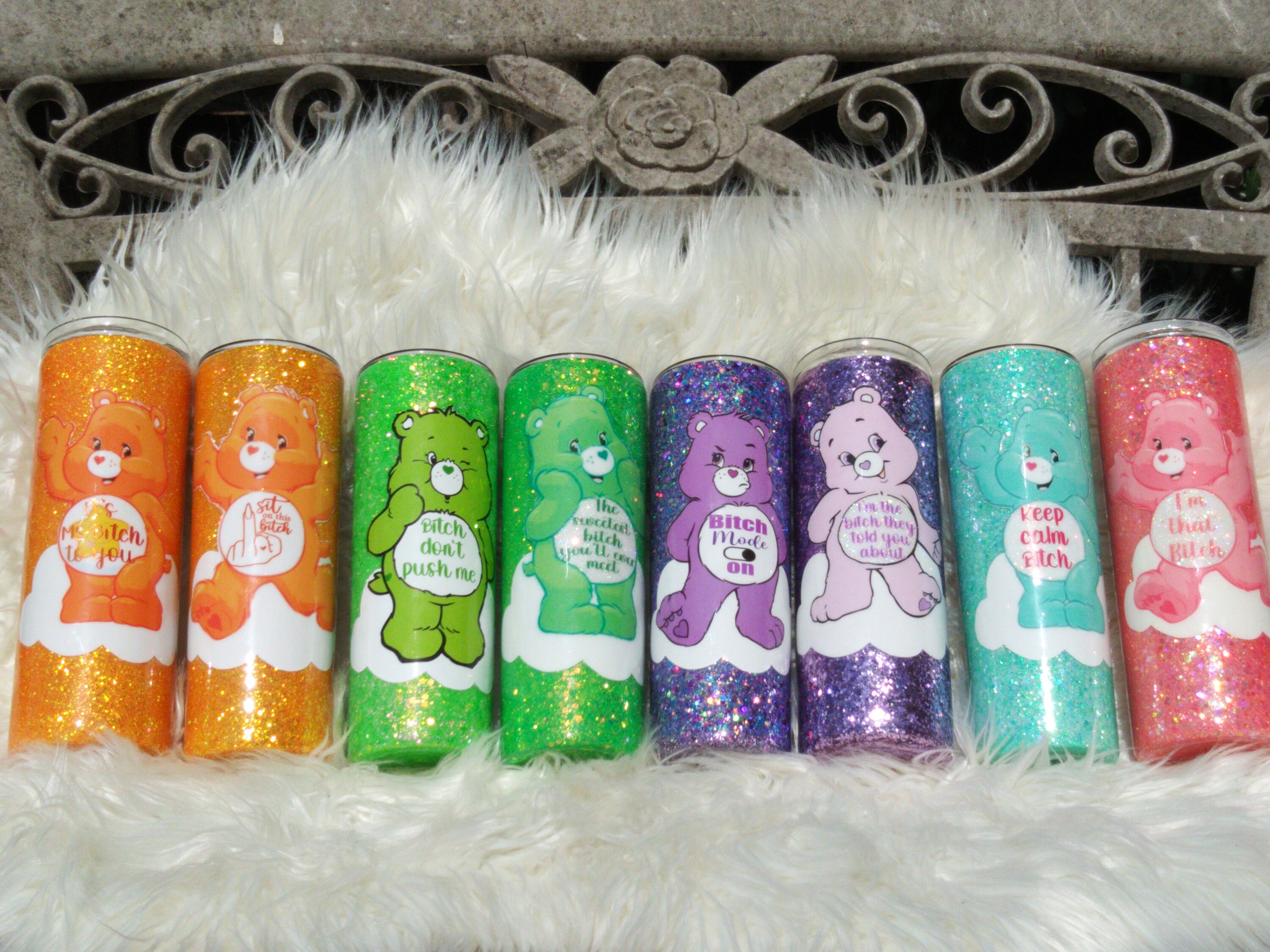 Very Bad Care Bears Glitter Tumbler - Etsy