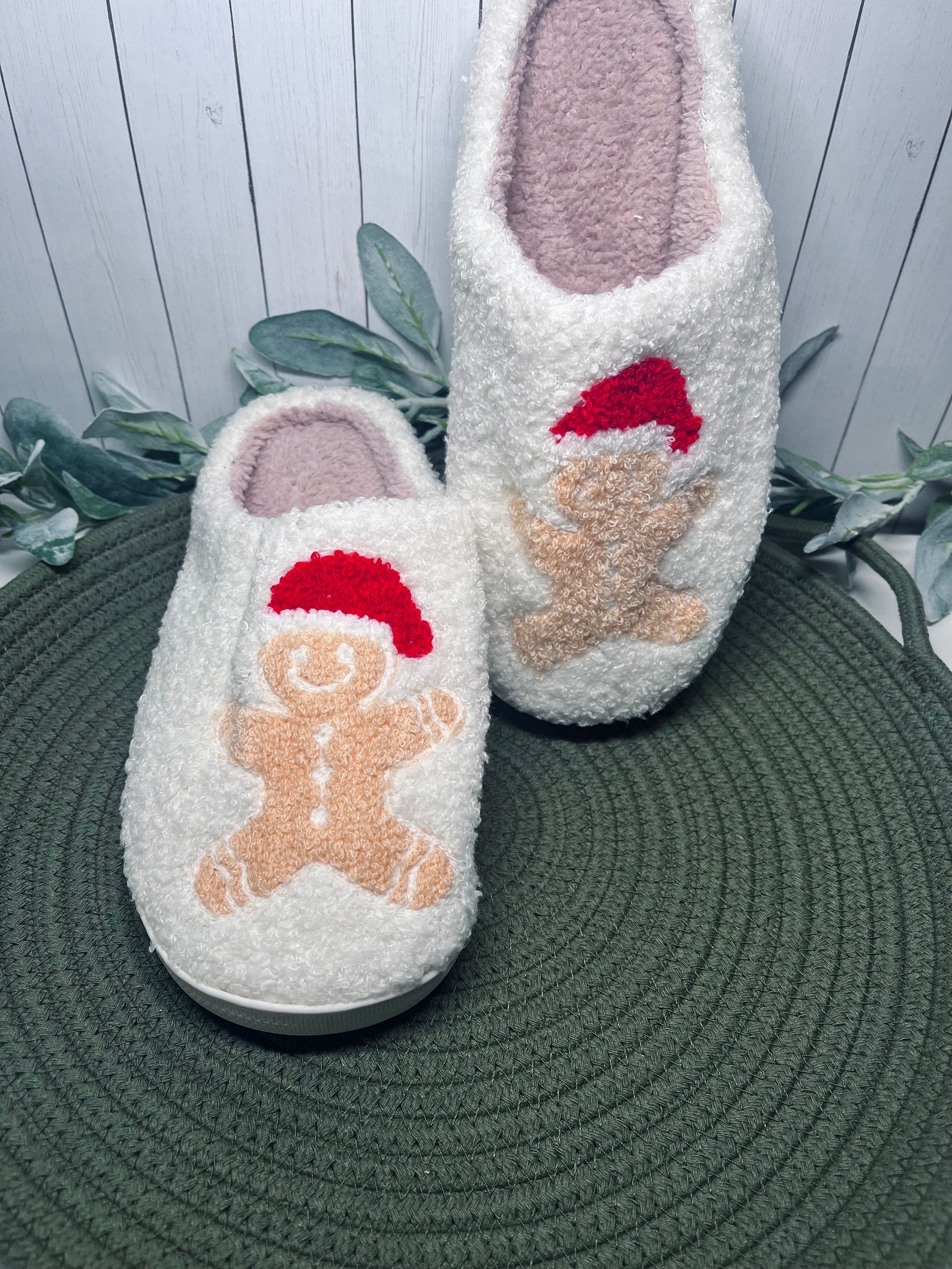 Gingerbread Man Christmas Plush Slippers, Fuzzy Holiday Shoes - Etsy