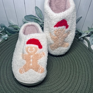 Gingerbread Man Christmas Slippers, Holiday Slippers, Winter Slippers ...