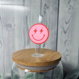 Lightning Smiley Face Straw Topper Pink Smiley Face Straw - Etsy