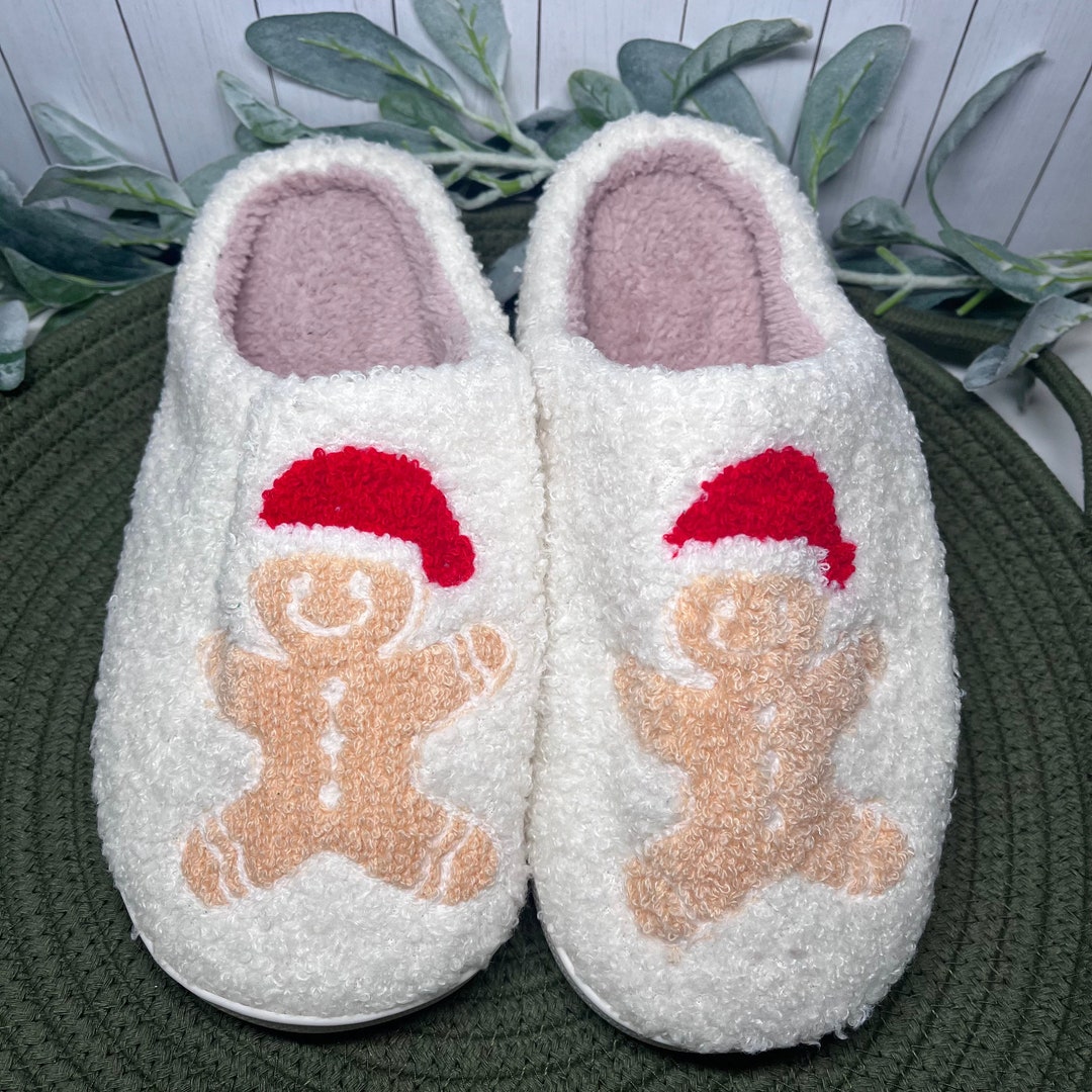Gingerbread Man Christmas Slippers Holiday Slippers Winter - Etsy