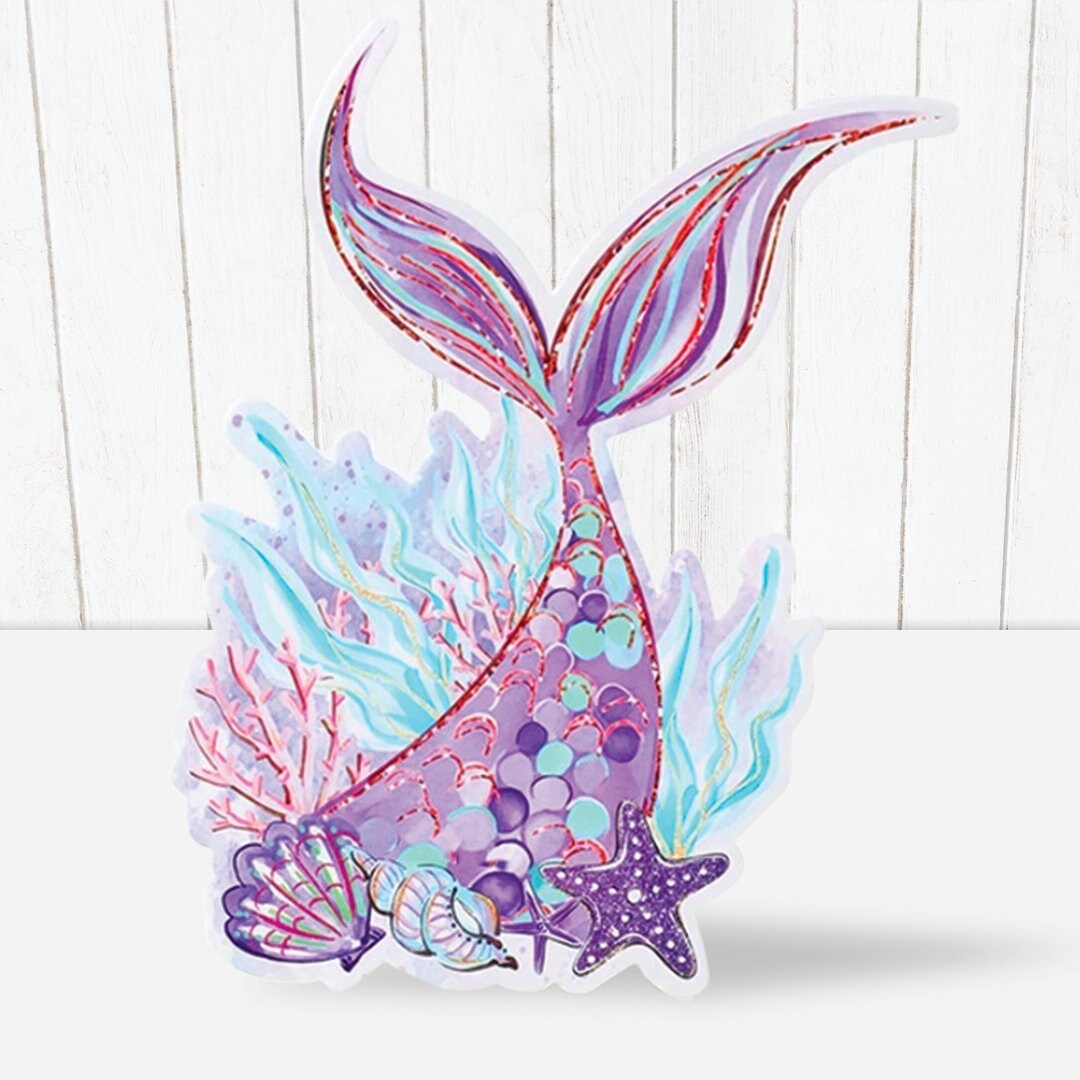 Watercolor Mermaid Tail Centerpieces: Pastel Party Decorations, Set of ...