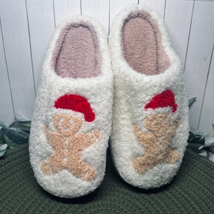Gingerbread Man Christmas Slippers, Holiday Slippers, Winter Slippers ...