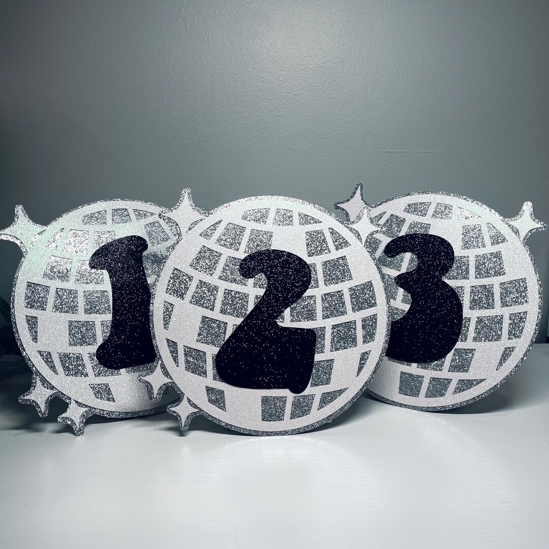 Disco Theme Table Numbers, Disco Themed Centerpieces, Disco Table ...