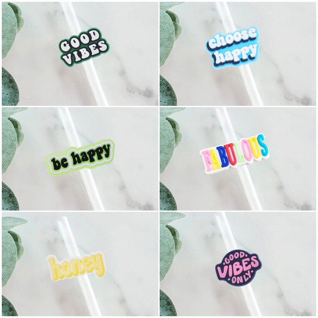 Straw Toppers , Good Vibes Accessory, Coffee Straw Topper, Drink Straw ...