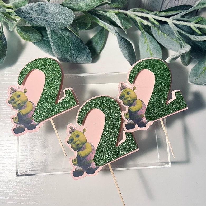 Shrek Cupcake Toppers Girly Shrek Toppers Glitter Cupcake - Etsy Australia